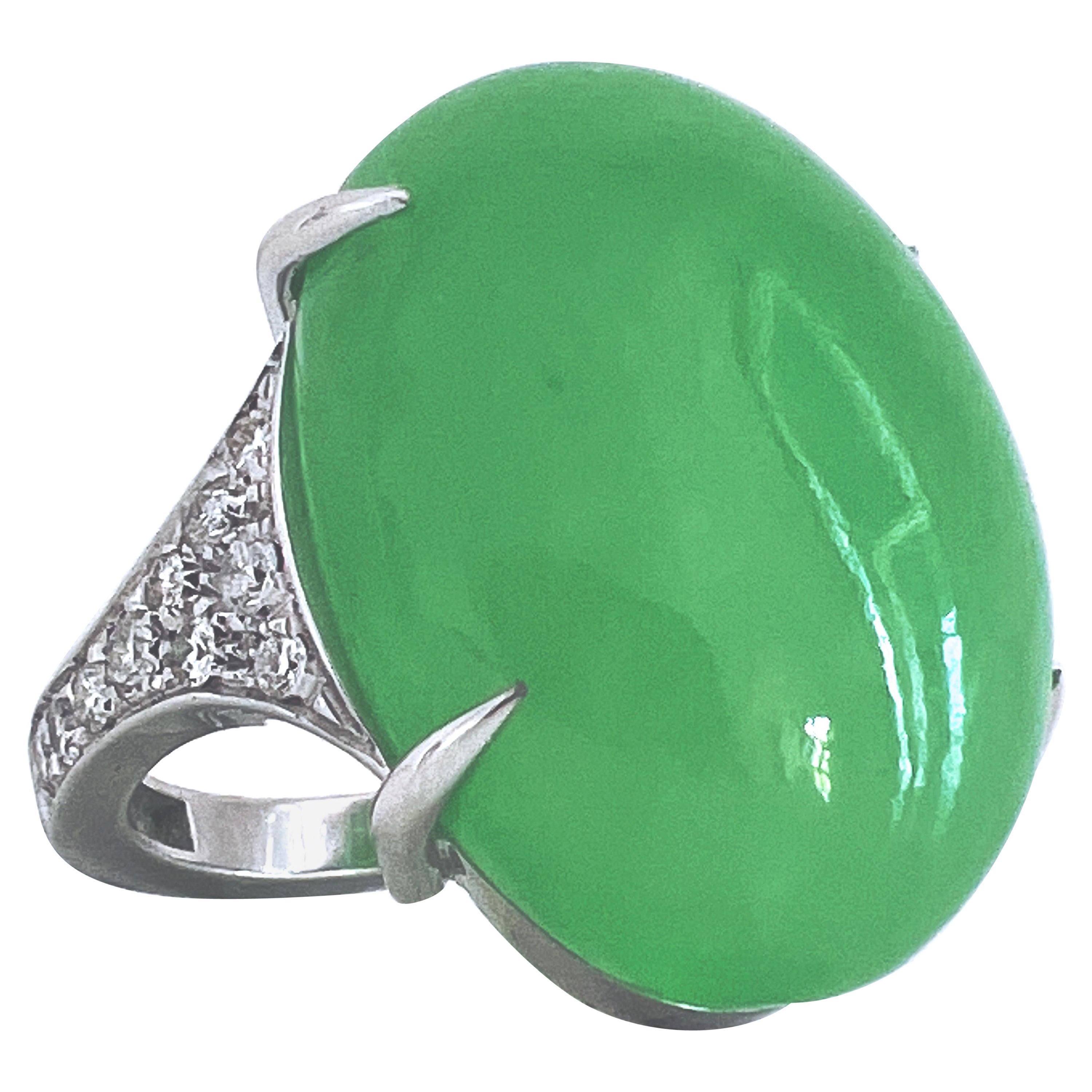 One-of-a-Kind 27 Carat Natural Green Jade Oxidized Brass Gold Cocktail ...