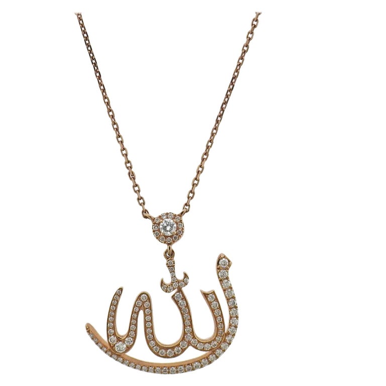 Messika Allah Faith Rose Gold Diamond Pendant Necklace For Sale at 1stDibs