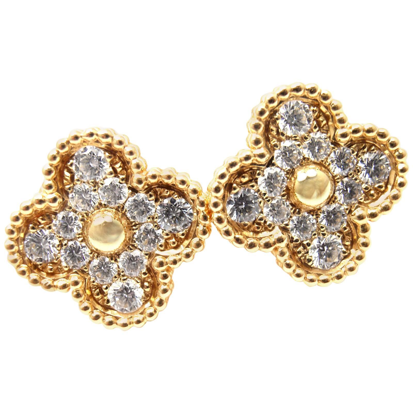Van Cleef and Arpels Diamond Gold Earrings at 1stDibs