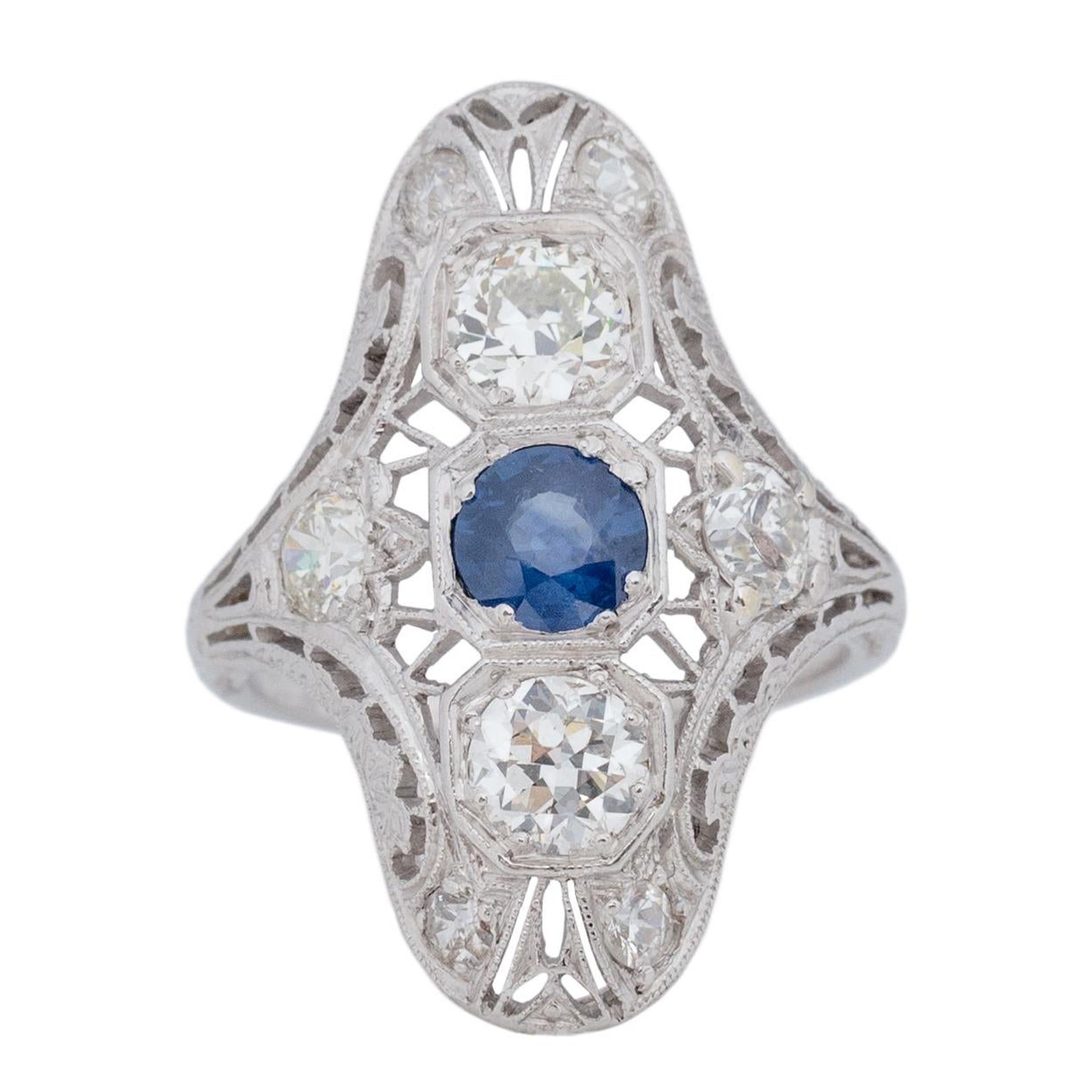 Platinum Double Decker 1.70 Carat Diamond Deco Ring, circa 1920s at 1stDibs