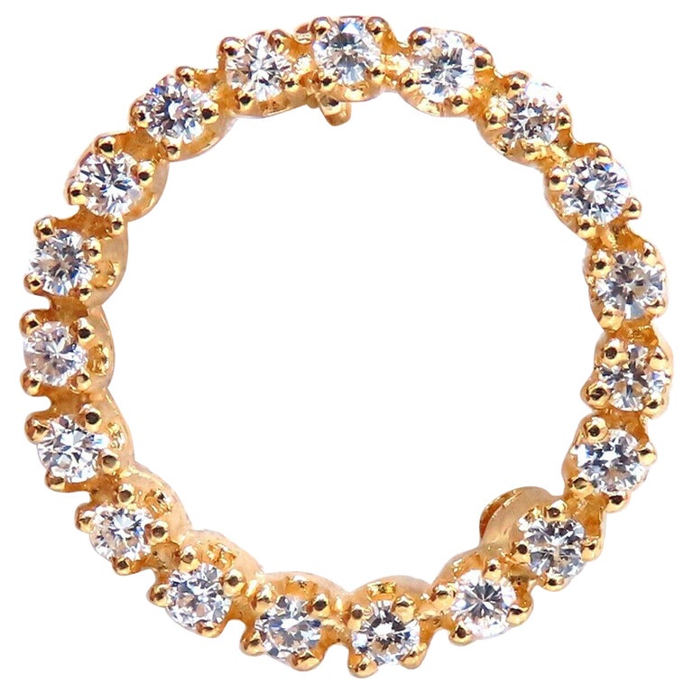 .80ct Natural Diamond Circle Diamond Pin 14kt Gold For Sale at 1stDibs