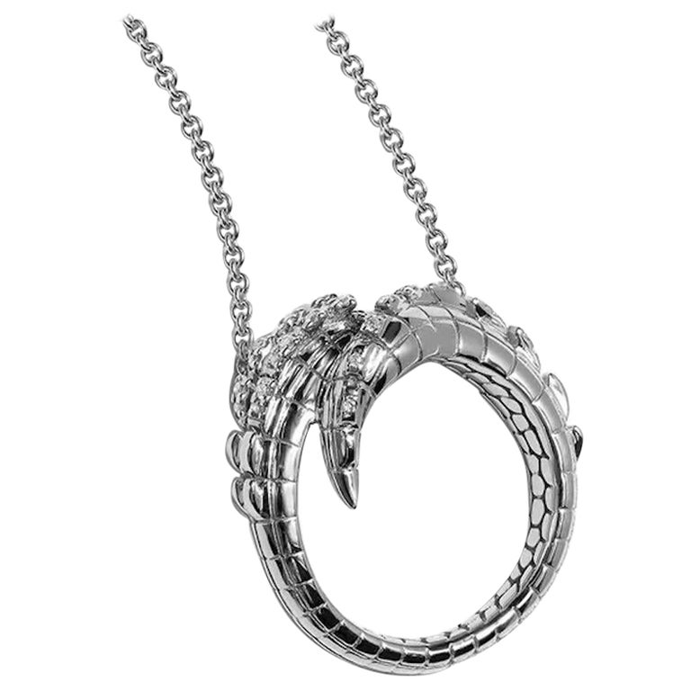 Croc Tail Pendant in 18ct White Gold with White Diamonds For Sale at ...