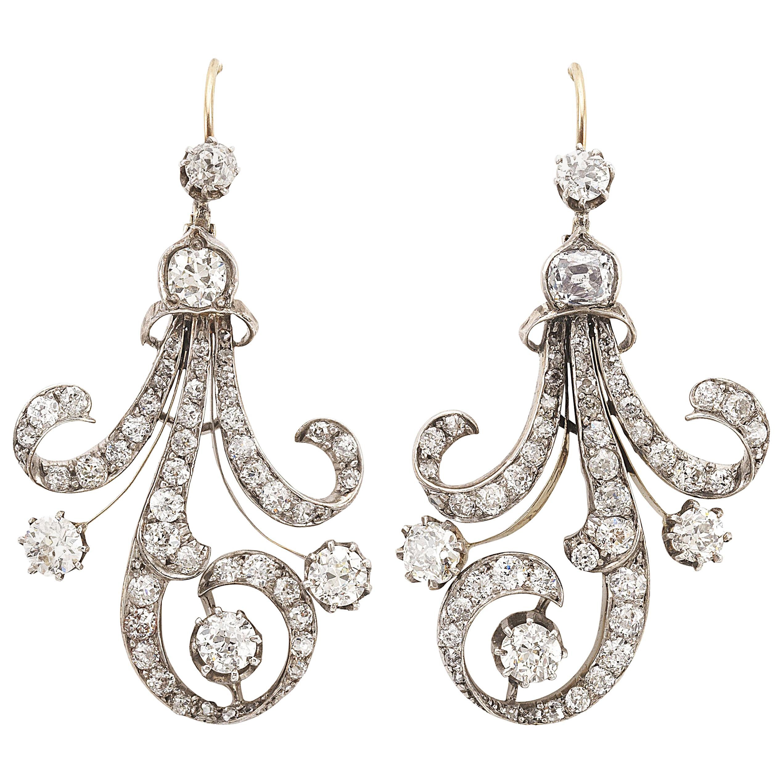 Antique diamond earrings, circa 1890 For Sale at 1stDibs