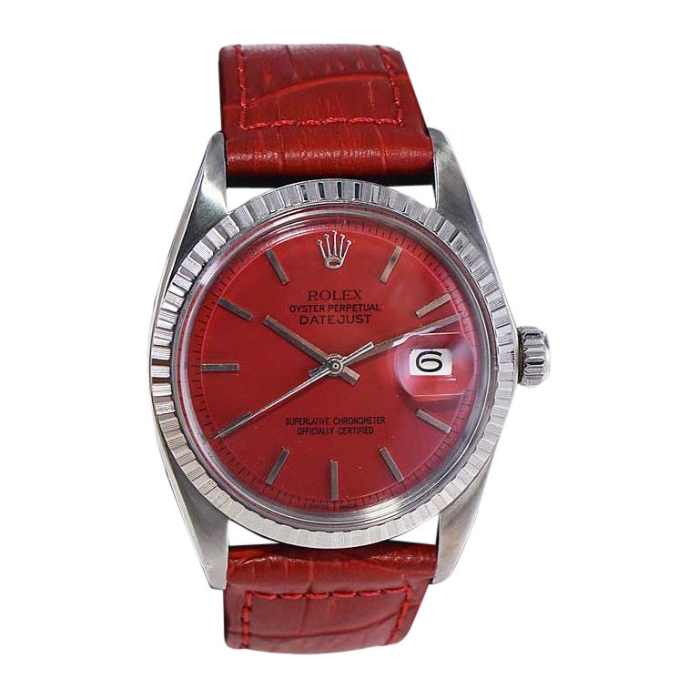 Montre Datejust Read NotRolex en acier inoxydable avec cadran rouge ...