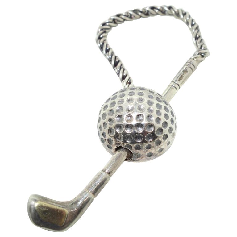 Golf Motif Silver Key Chain at 1stDibs