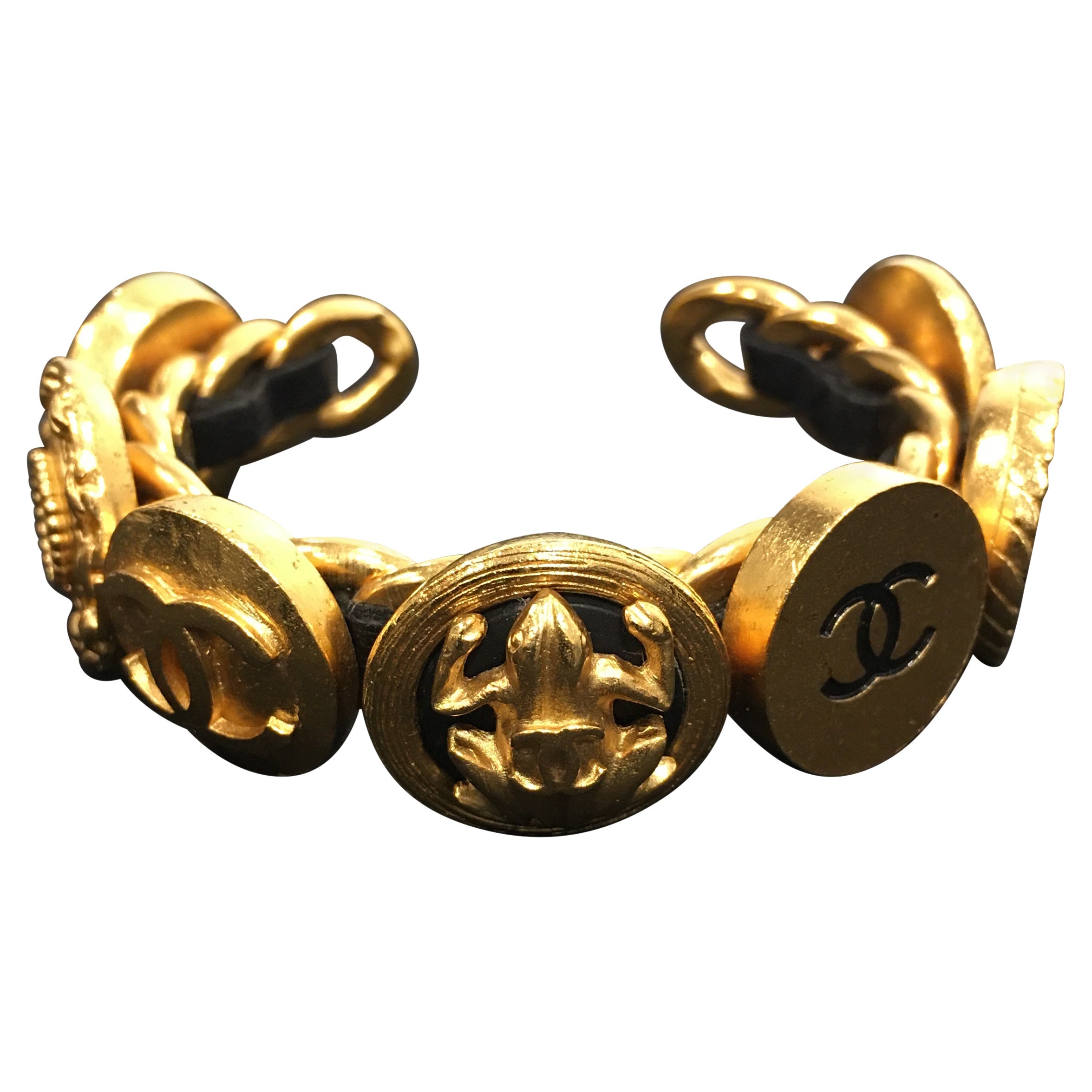 Vintage Chanel Quilted Motif Bangle Bracelet at 1stDibs