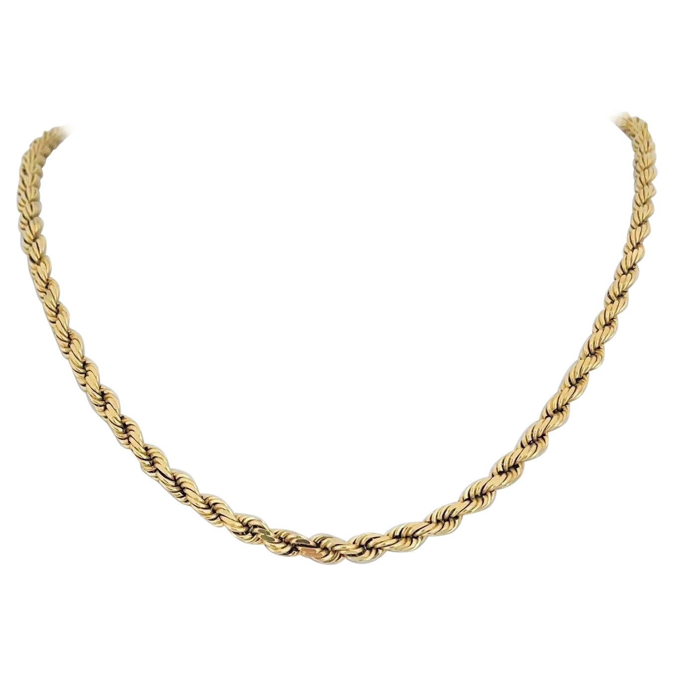 14 Karat Yellow Gold Solid Heavy Diamond Cut Rope Chain Necklace For ...
