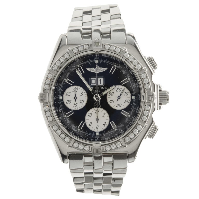 Breitling Stainless Steel Crosswind with Custom Set Diamond Bezel For ...