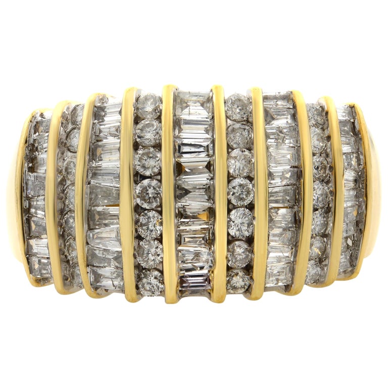 Rachel Koen Diamond Mens Ring 10K Yellow Gold 4.39cttw For Sale at 1stDibs