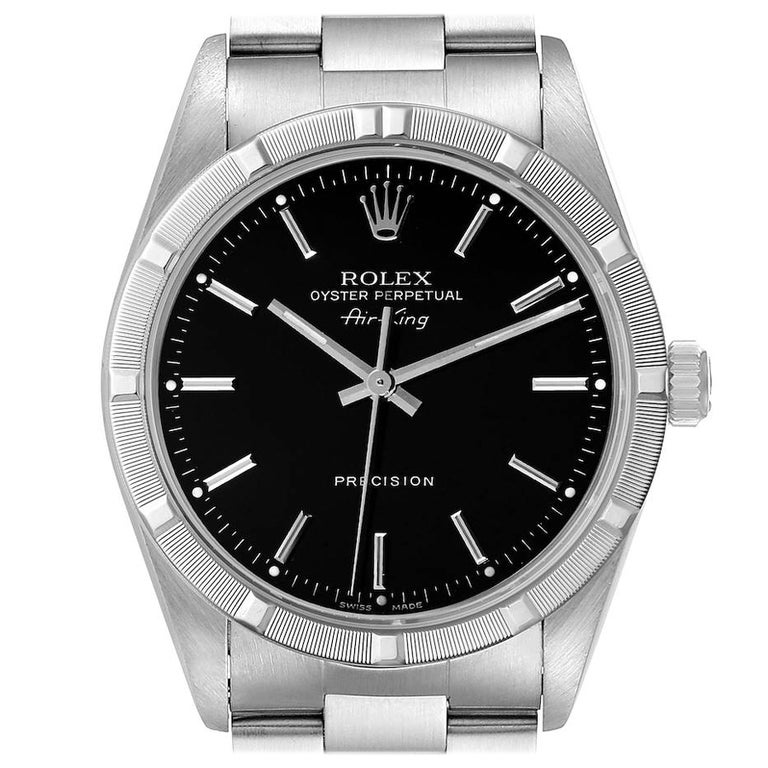 Rolex Air King 34 Black Dial Oyster Bracelet Steel Mens Watch 14010 Box ...