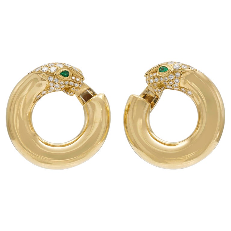 Cartier Panthere Hoop Earrings For Sale at 1stDibs