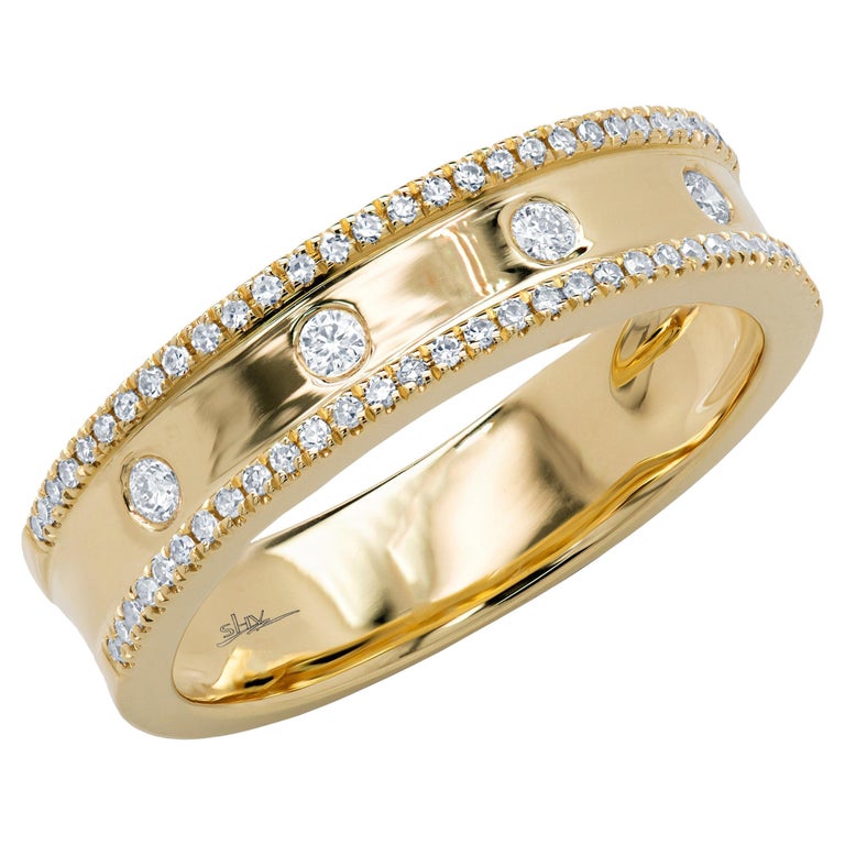 Rachel Koen Burnish Pave Set Diamond Ring 14K Yellow Gold 0.23 Cttw ...