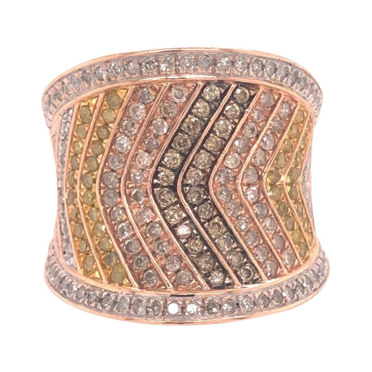 Fancy Colored Diamond Saddle Ring, 10k Rose Gold For Sale at 1stDibs