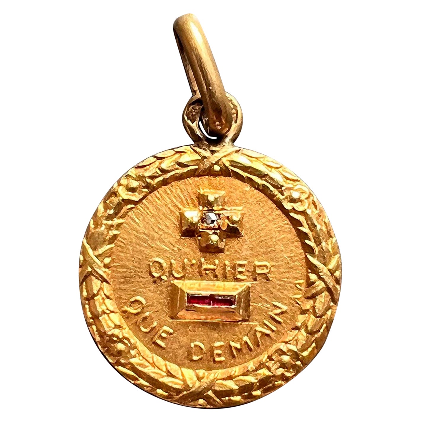 Small Augis French 18K More Than Yesterday Ruby Diamond Gold Love Charm ...