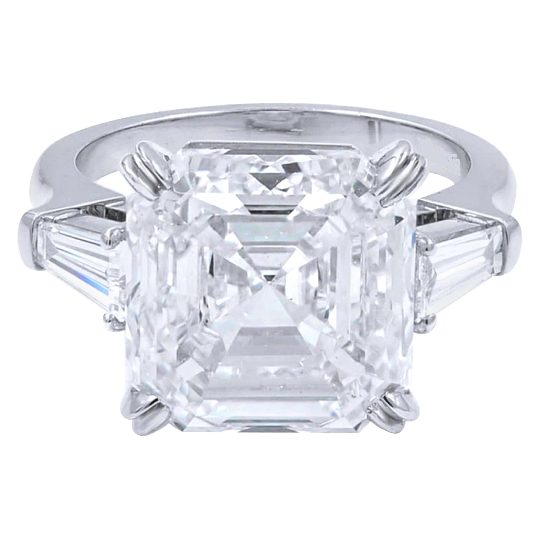 Gia Certified 5 Carat Asscher Cut Diamond Ring Platinum Made In Italy