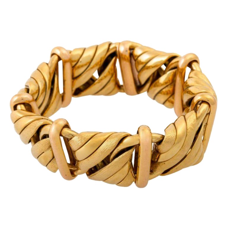 Gold Bracelet with Pattern For Sale at 1stDibs