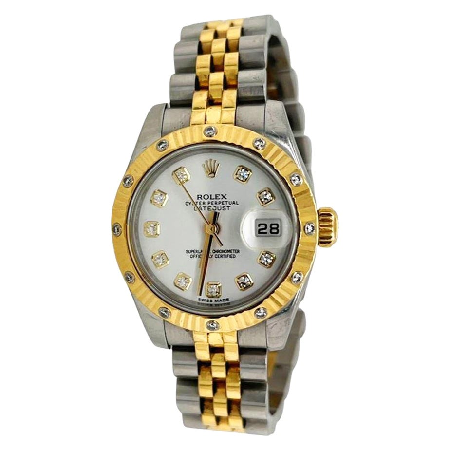Rolex Yellow Gold Stainless Steel Datejust Big Bubbleback Wristwatch ...