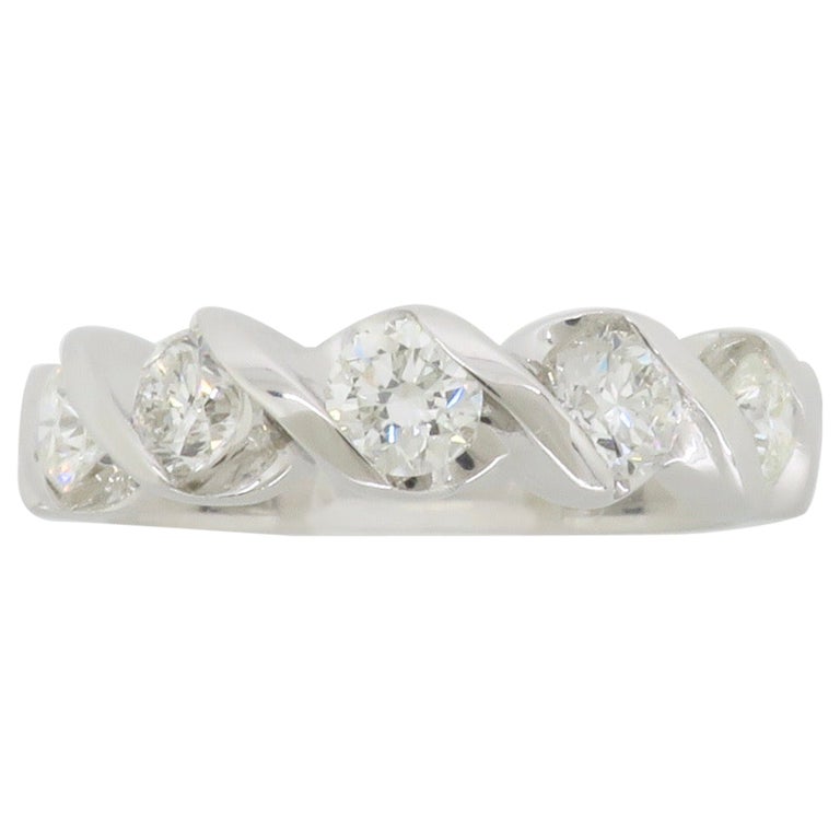 Certified Diamond Ribbon Style Band For Sale at 1stDibs
