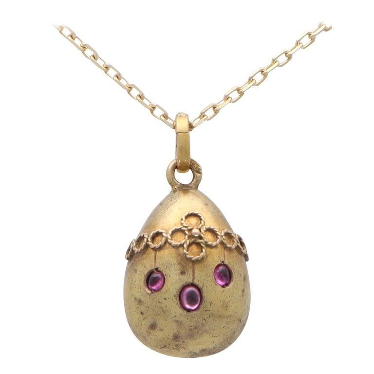 Vintage Russian Tourmaline Egg Pendant For Sale at 1stDibs