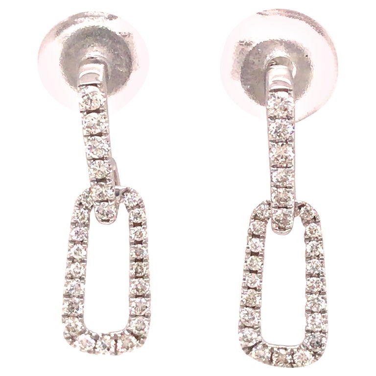 18K Diamond Dangle Earring White Gold For Sale at 1stDibs