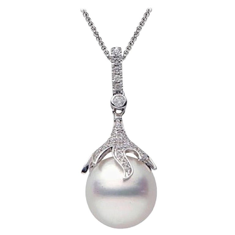 South Sea Pearl and Diamond Flame Pendant For Sale at 1stDibs