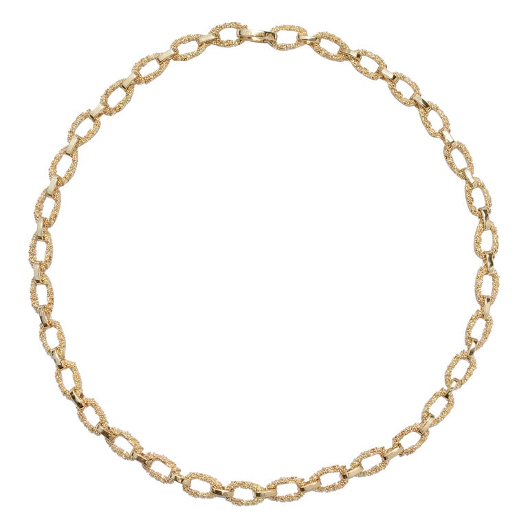 14 Karat Gold Etruscan Granulation Chain Link Necklace by Mon Pilar For ...