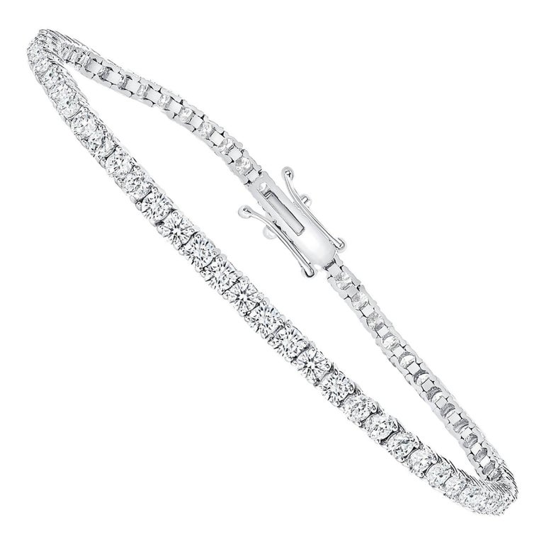 14K 2 Carat White Gold Round Diamond Tennis Bracelet For Sale at 1stDibs