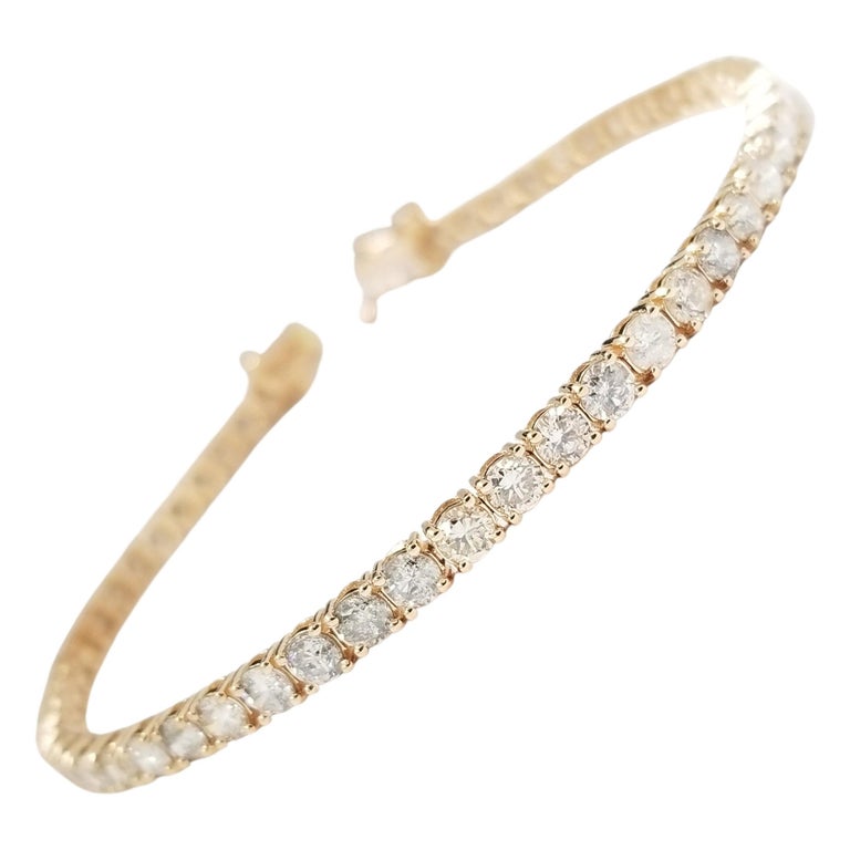 5.45 Carat Round Brilliant Cut Diamond Tennis Bracelet 14 Karat Rose Gold For Sale at 1stDibs