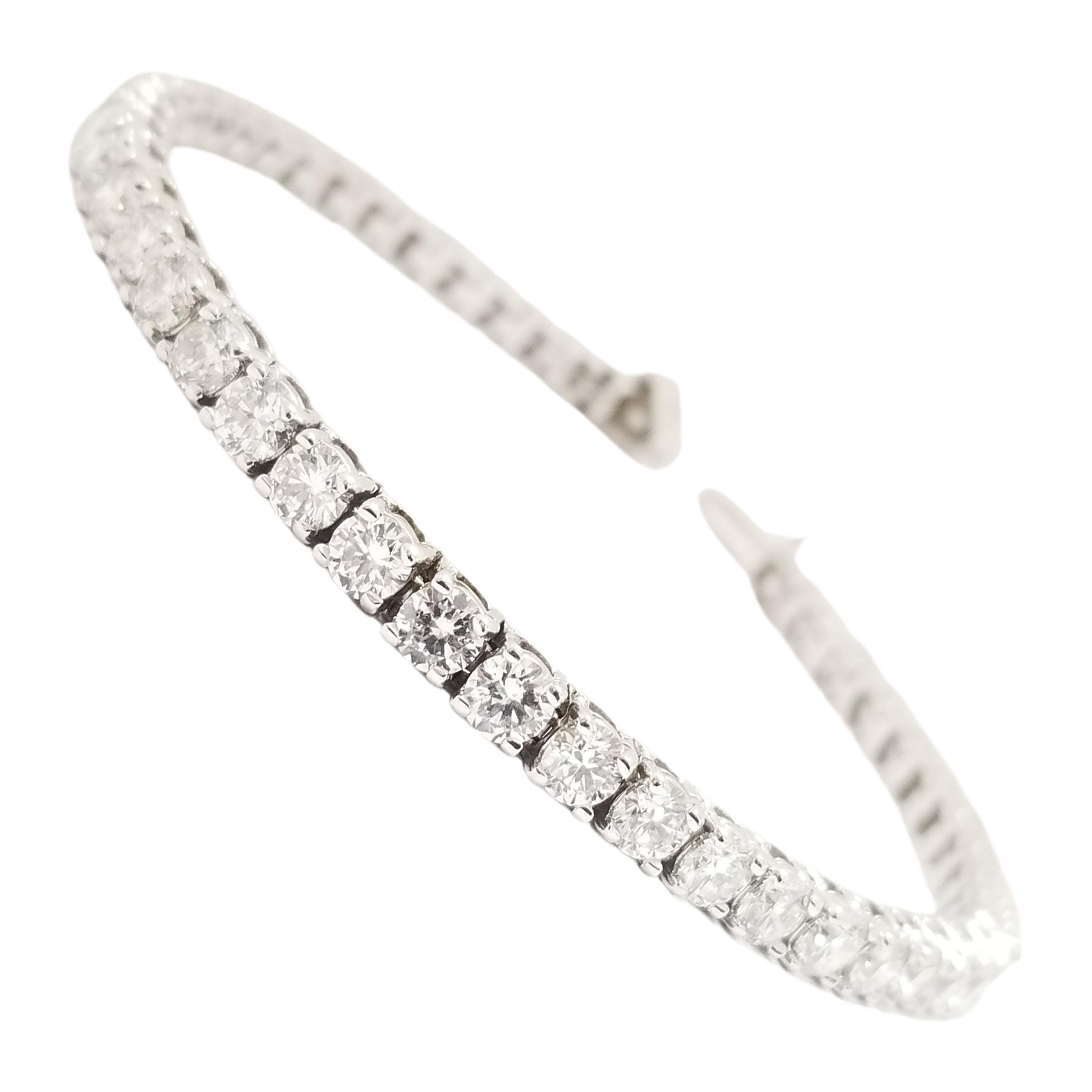 9 25 Carat Round Brilliant Natural Diamond Tennis Bracelet 14 Karat