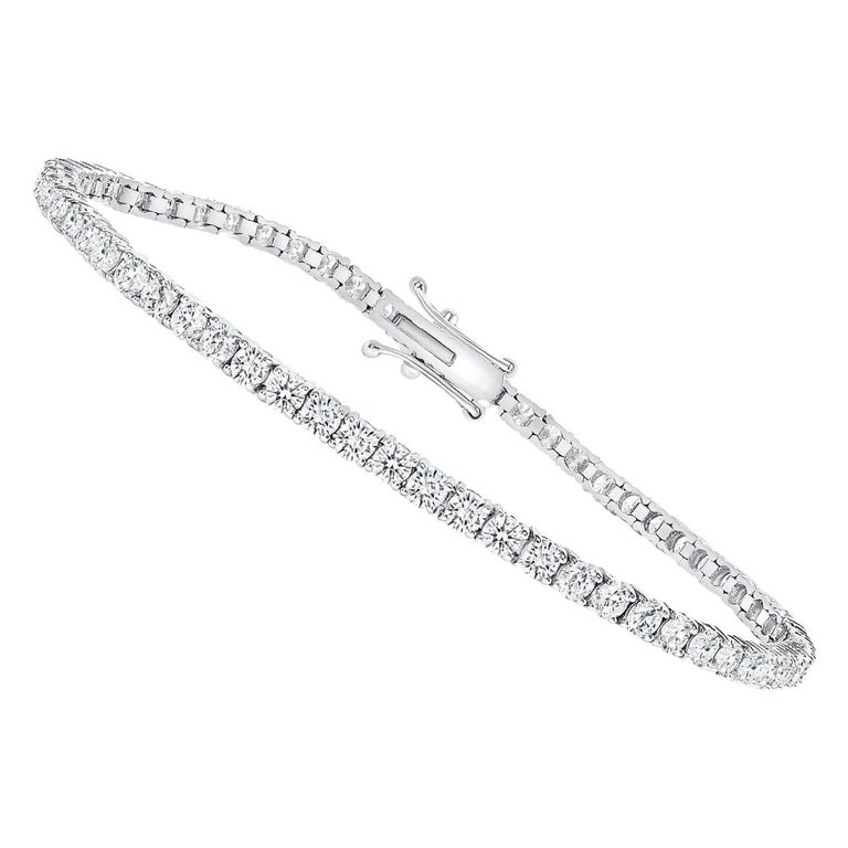 14k 3 Carat White Gold Round Diamond Tennis Bracelet For Sale At 1stdibs