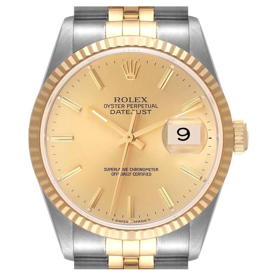 Rolex Datejust Stainless Steel Yellow Gold Mens Watch 16233 For Sale at ...