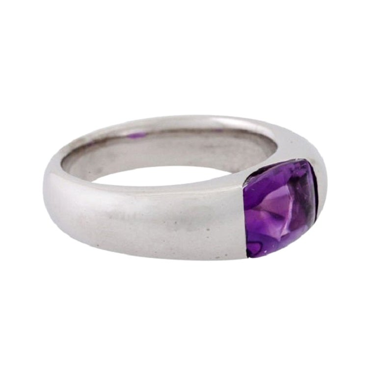 Ring with Buff Top Cut Amethyst For Sale at 1stDibs