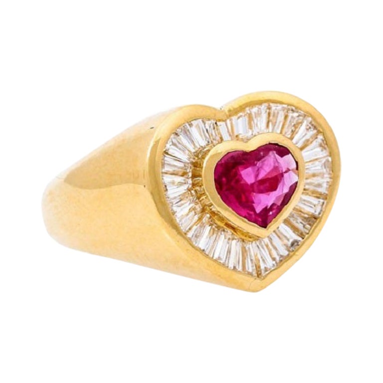 Wempe Ring with a Ruby Heart Surrounded by 26 Diamonds For Sale at 1stDibs