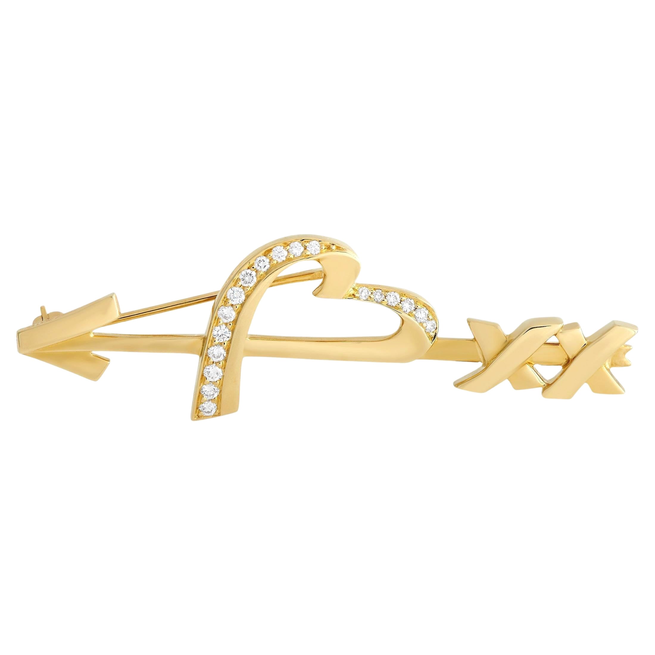 Tiffany and Co. Paloma Picasso 18 Karat Yellow Gold Diamond Heart and ...