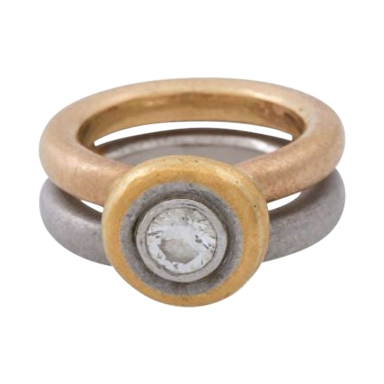 Modern, Handcrafted Ring, Especially with 1 Brilliant 0.56 Cts, LGW/VSI ...