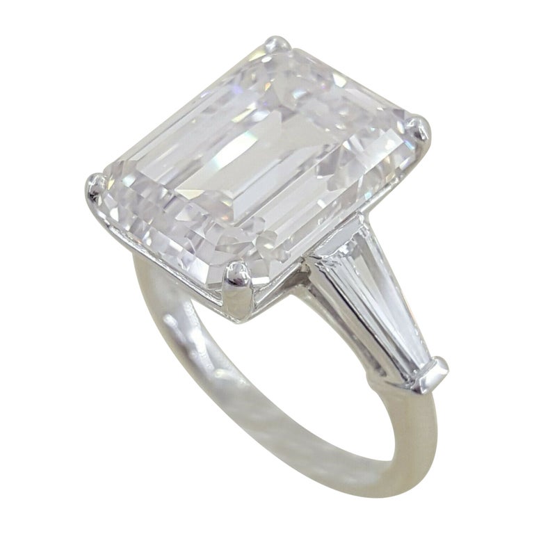 GIA Certified 10.92 Carat Platinum Emerald Cut Diamond Solitaire Ring ...