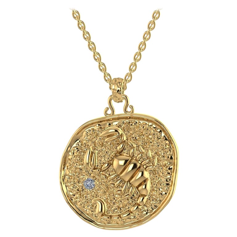 Toktam 18k Yellow Gold Zodiac Sign Scorpio Diamond Necklace For Sale at ...