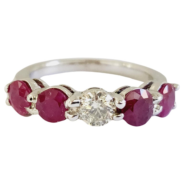 Elegant Ruby Diamond Ring 14 Karat White Gold at 1stDibs