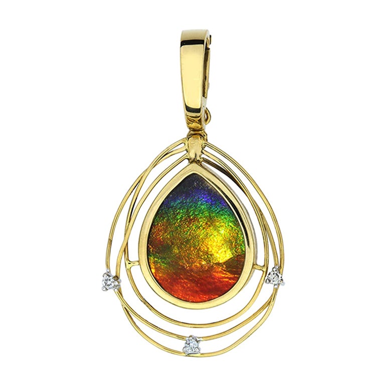 Korite Princess Solara AA Ammolite and Diamond 18K Pendant For Sale at ...