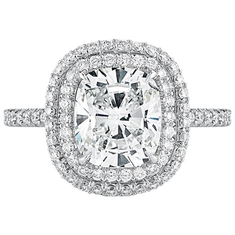 Forevermark Diamond Ring 2.03 Carat Cushion Diamond with Double Halo ...