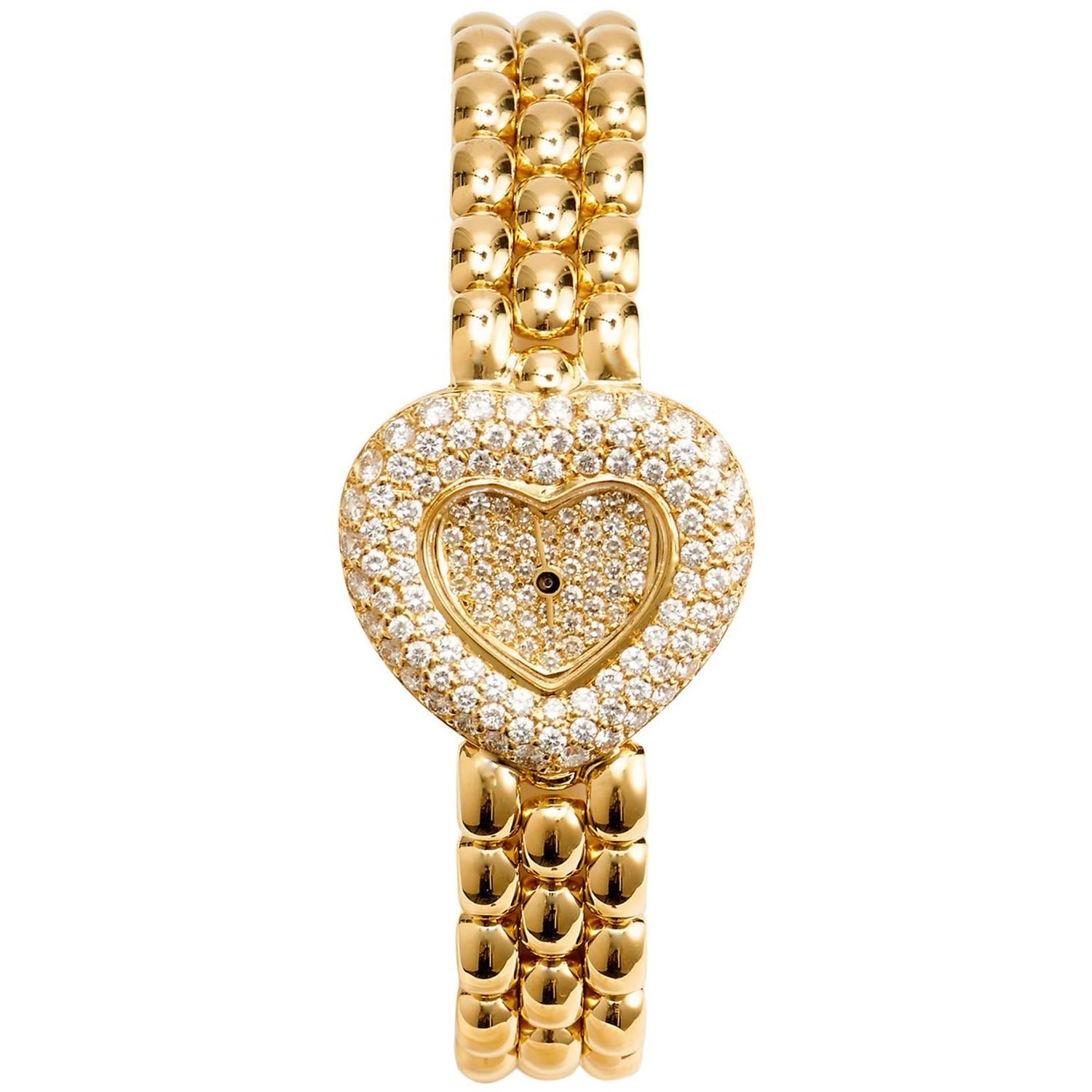 Chopard Gold Diamond Heart Watch For Sale at 1stdibs