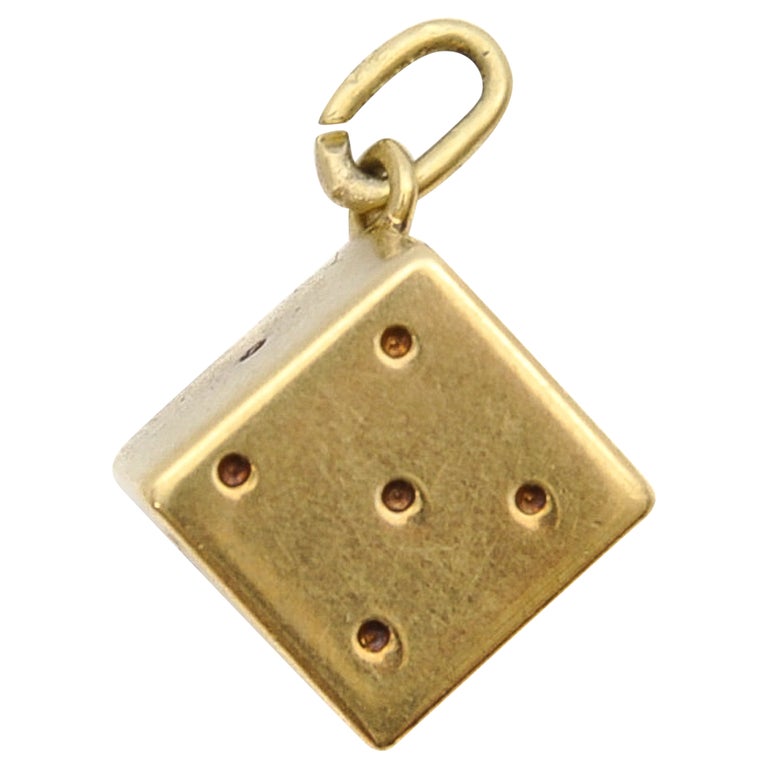 Vintage 14K Gold Three-Dimensional Dice Lucky Charm Pendant For Sale at ...