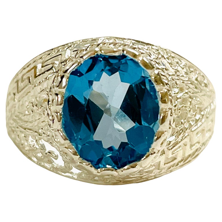 New Natural Swiss Blue Topaz Solitaire White GP Sterling Silver Ring at ...