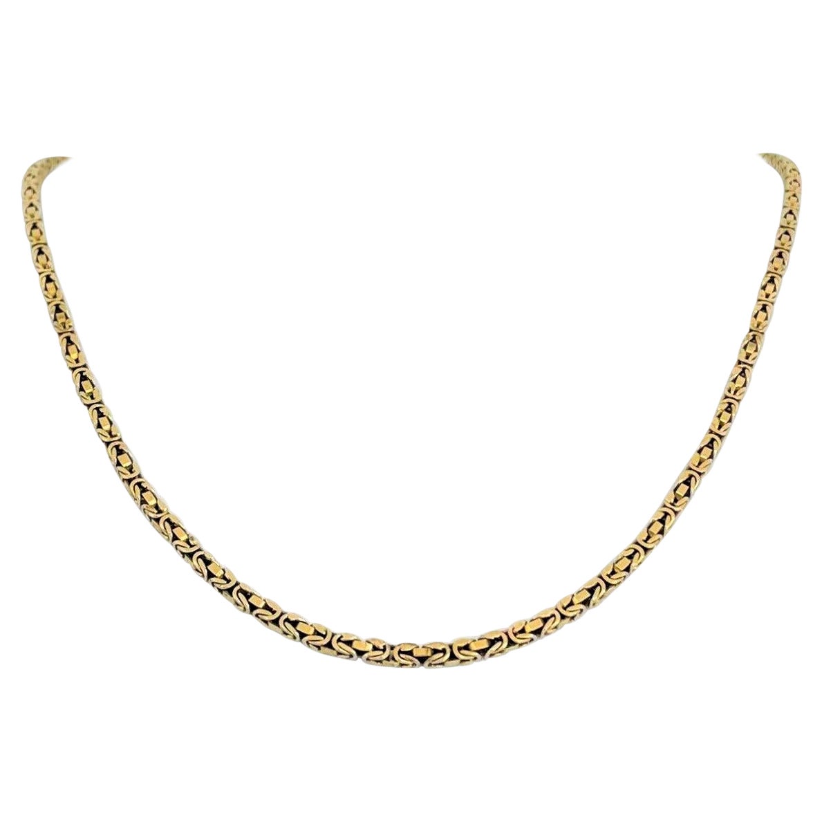 14 Karat Yellow Gold Solid Squared Franco Link Chain Necklace Italy For ...