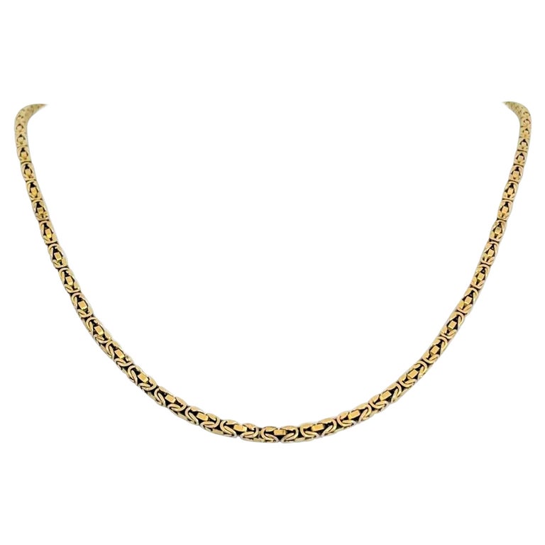 14 Karat Yellow Gold Solid Squared Byzantine Link Chain Necklace Italy ...