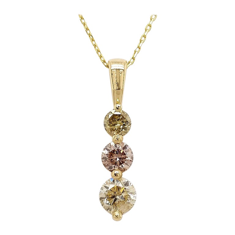 1.10ct Three Stones Fancy Mixed Color Diamond Pendant For Sale at 1stDibs