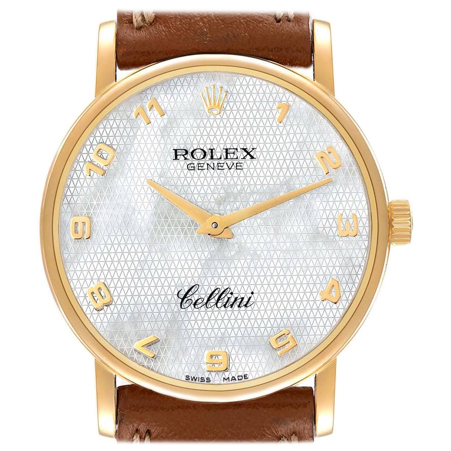 Rolex Cellini Classic Yellow Gold Brown Strap Men's Watch 5115 For Sale ...