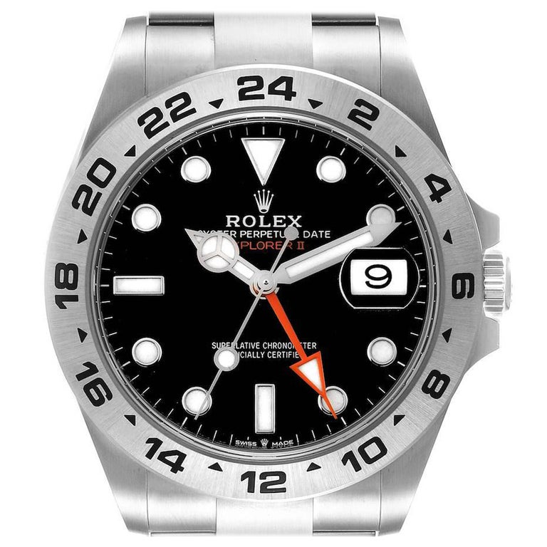 Rolex Explorer II 42 Black Dial Orange Hand Steel Watch 226570 Unworn ...