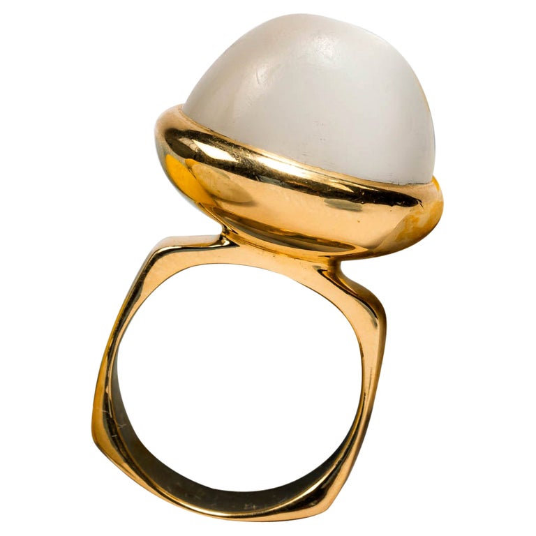 Statement Oversized Moonstone 18k Gold Cocktail Ring at 1stDibs