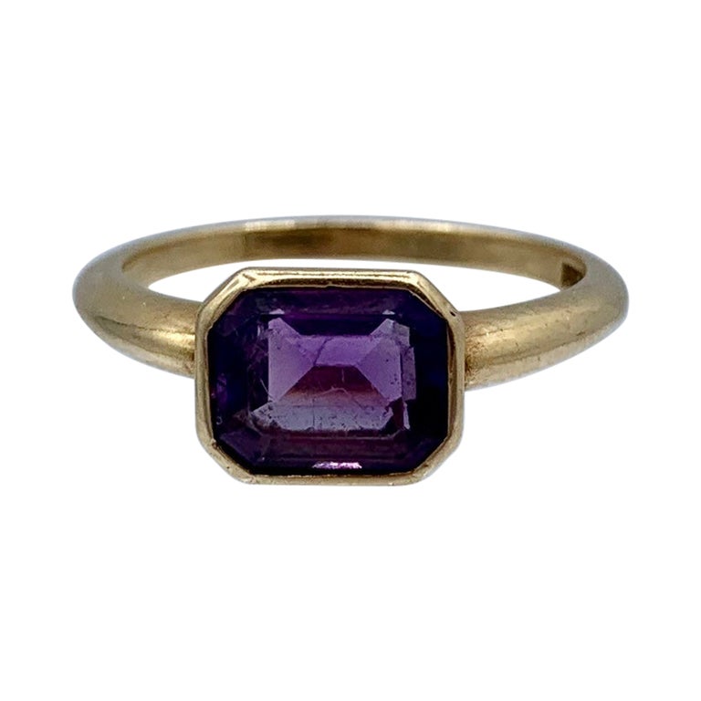Amethyst Ring 14 Karat Gold Retro Modern Ancient Roman Style For Sale ...